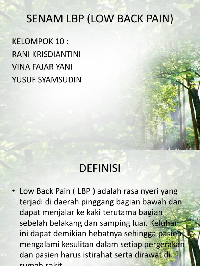 Senam LBP (Low Back Pain) | PDF