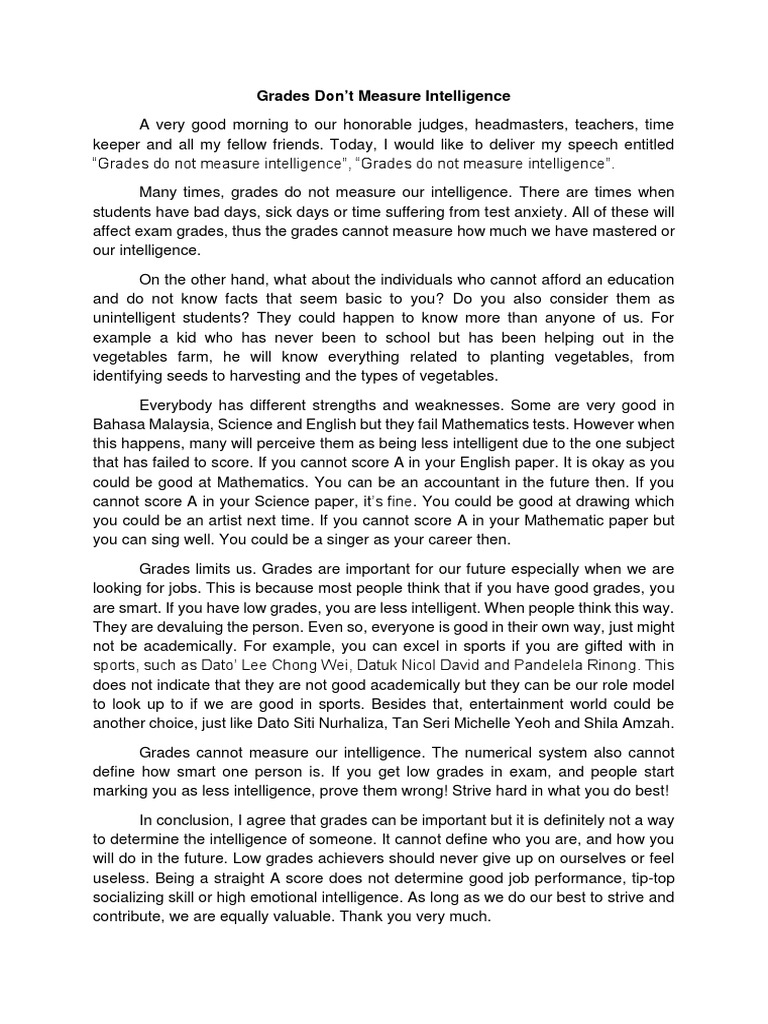 Public Speaking Script | Friendship | Intelligence