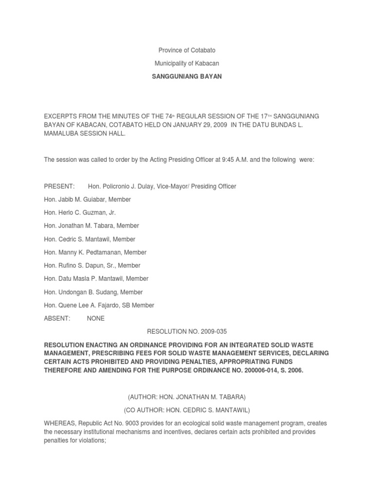 Solid Waste Ordinance | PDF | Waste Management | Municipal Solid Waste