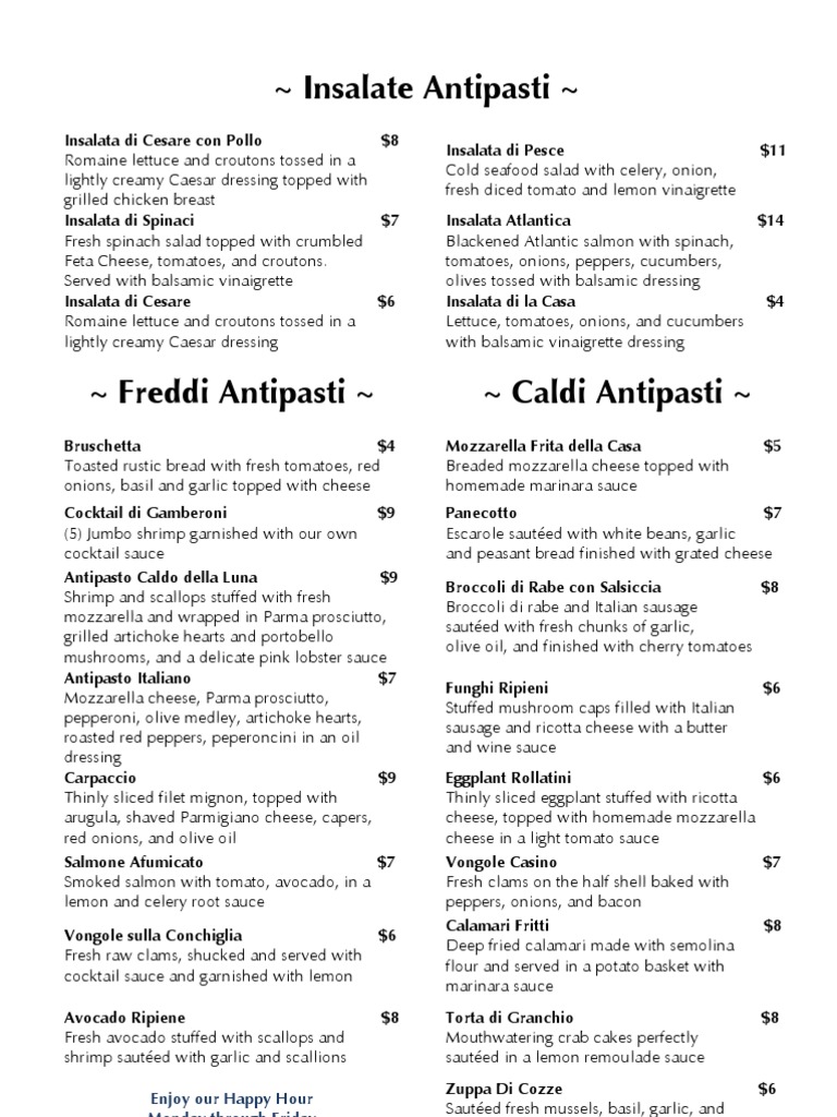 La Luna New Lunch Menu | PDF | Salad | Pasta