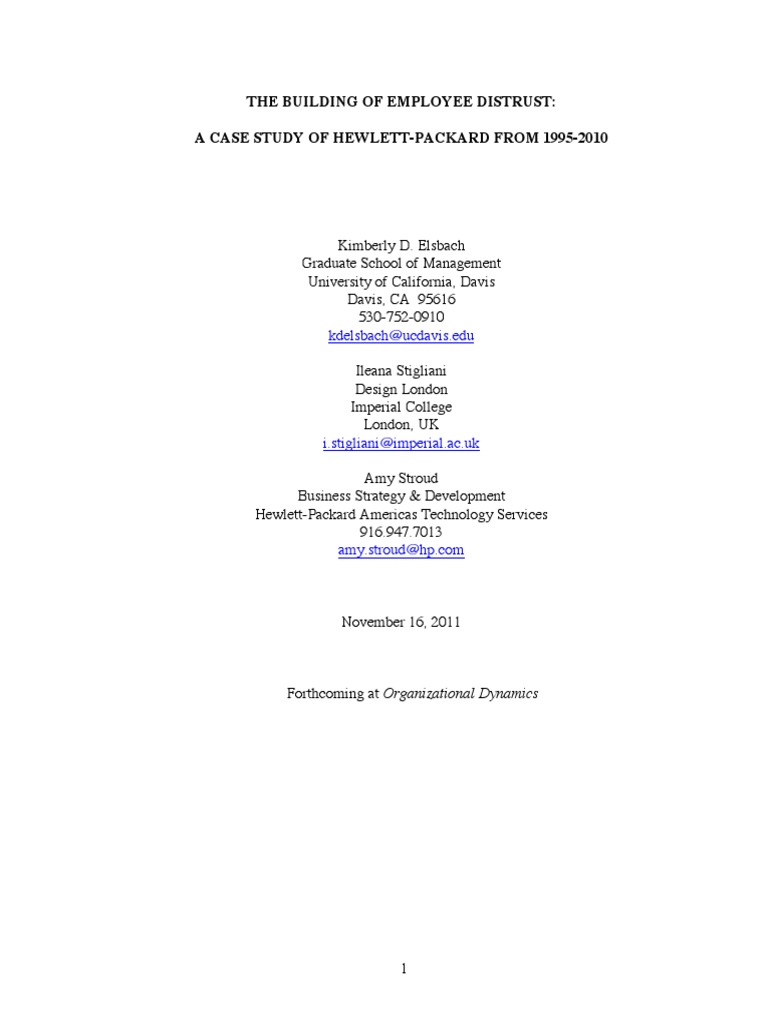 Hpcasestudyorgdynamicsfinal3 PDF | PDF | Hewlett Packard | Leadership