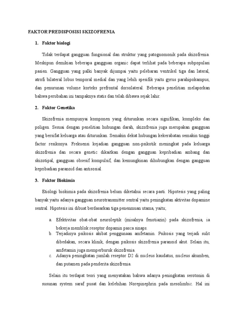 Faktor Predisposisi Skizofrenia | PDF