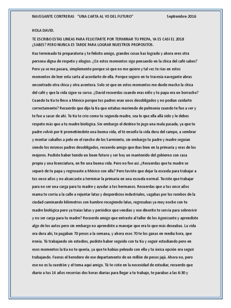 Una Carta Al Yo Del Futuro.
