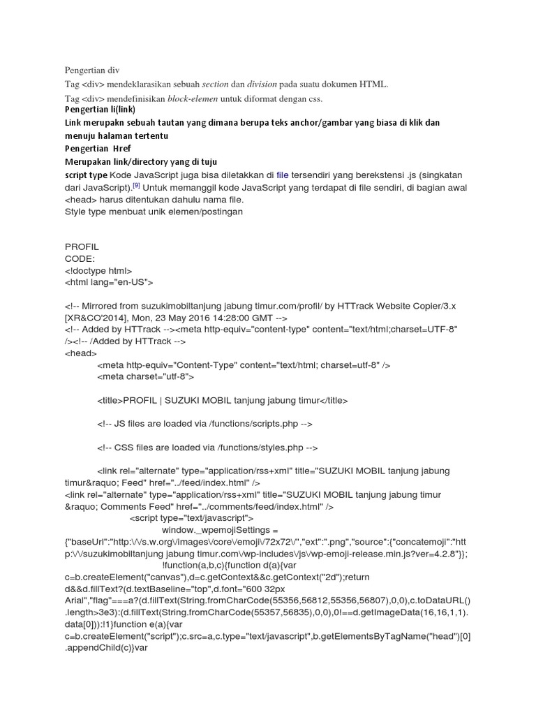 Pengertian Tag HTML dan JavaScript | PDF