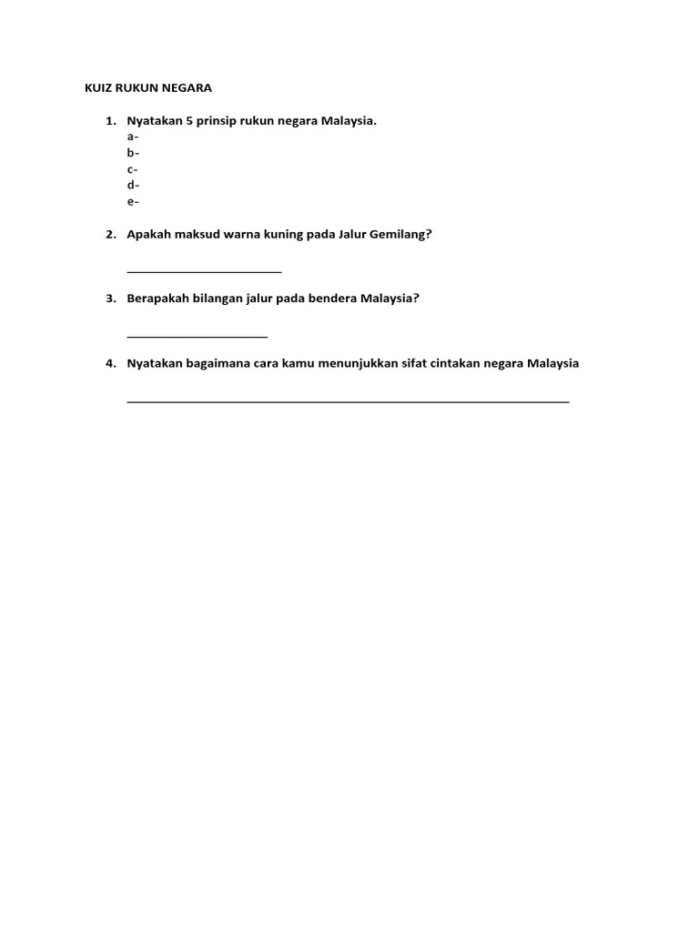 Kuiz Rukun Negara | PDF