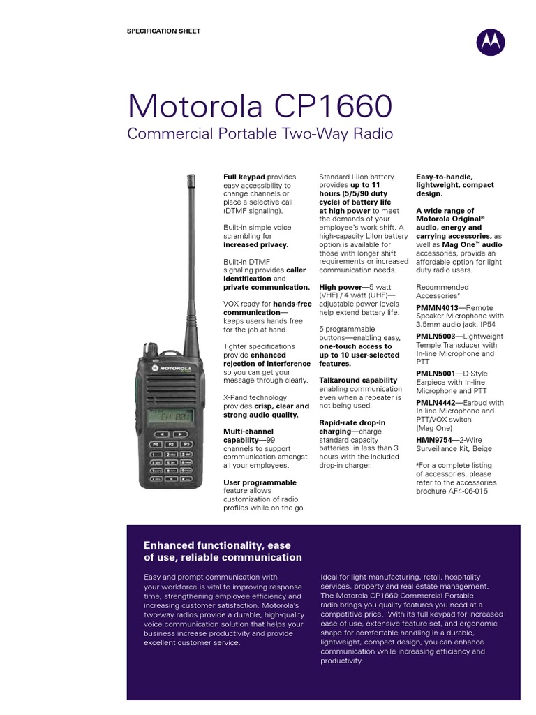 Jual HT Motorola CP1660 (VHF & UHF) | PDF | Lithium Ion Battery ...