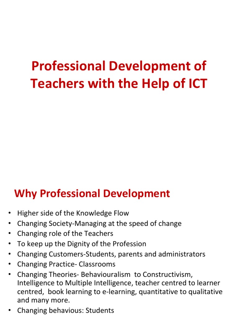 Professional Development of Teachers | PDF | Educational Technology ...