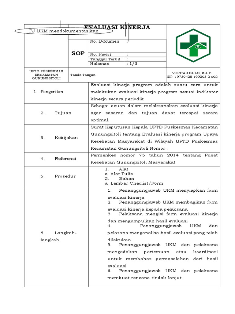 Sop Evaluasi Kinerja 5.5.3.2 | PDF