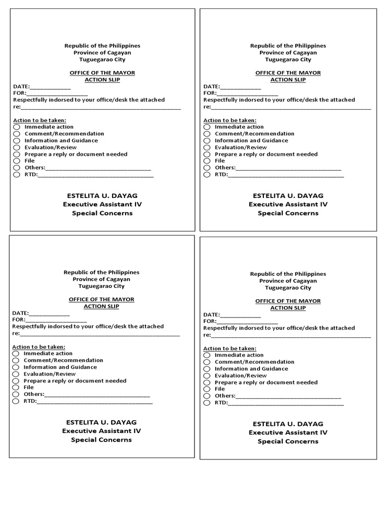 Action Slip | PDF | Government