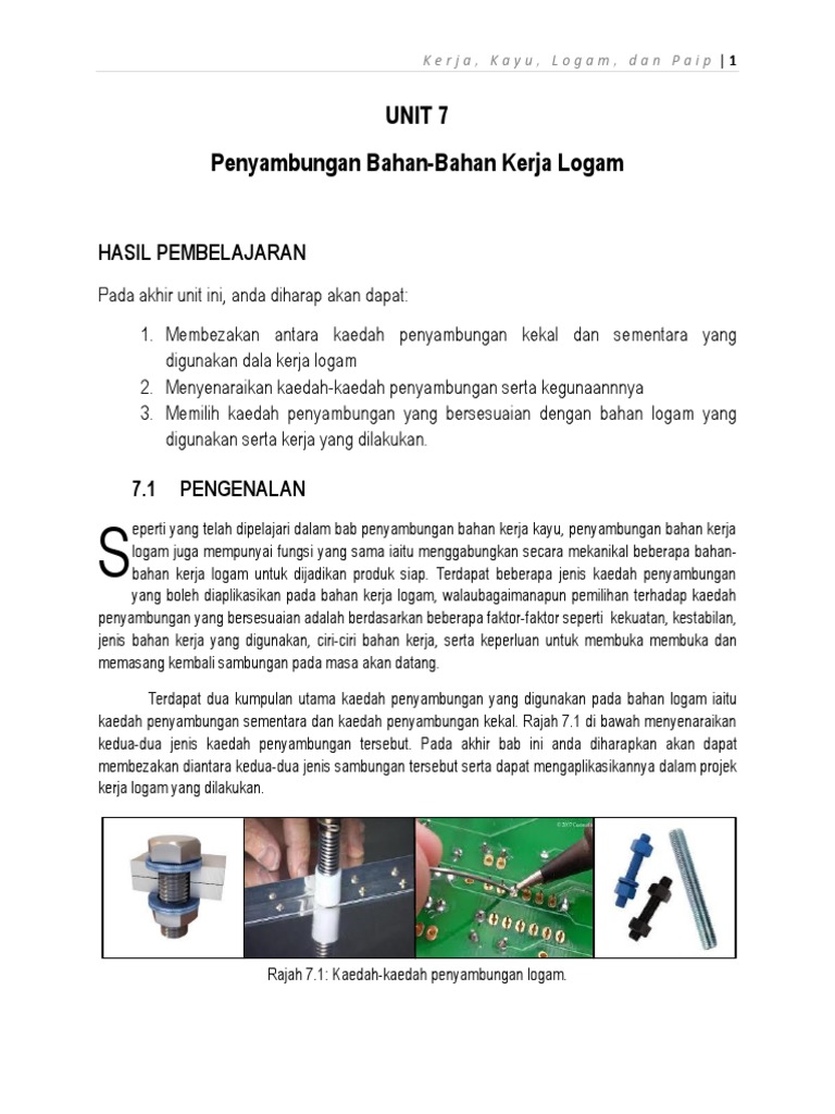 20171007201009unit 7 Bahan-Bahan Pengikat Dan Pencantum Logam | PDF