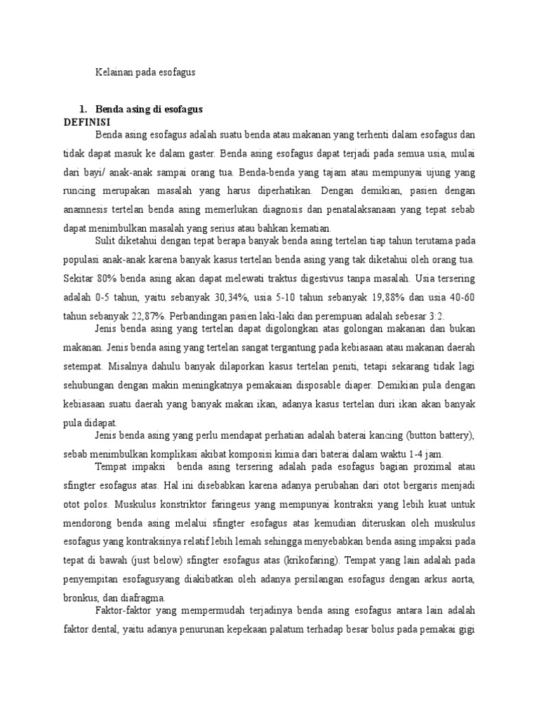 Kelainan Pada Esofagus FIX | PDF