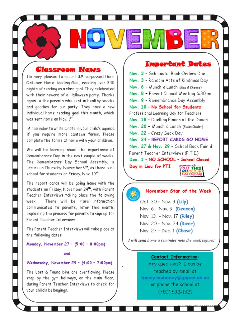 November Classroom Updates and Events | PDF | Cognition | Cognitive Science