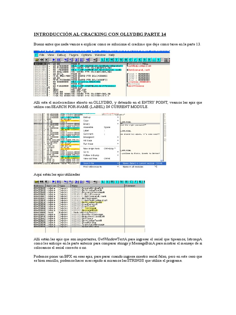 Introducción Al Cracking Con Ollydbg Parte 14 | PDF | Arquitectura de Computadores | Ingeniería ...