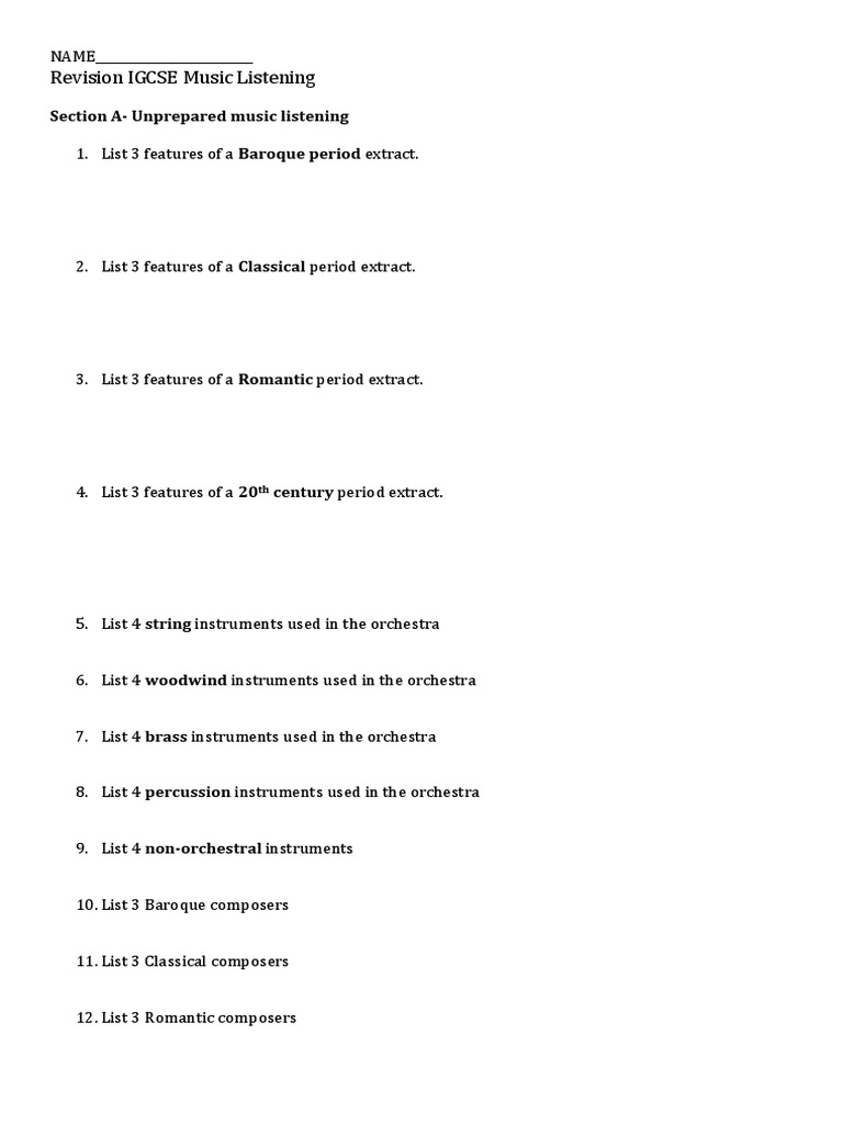 IGCSE Music Listening Revision Guide For Students | PDF | Chord (Music ...