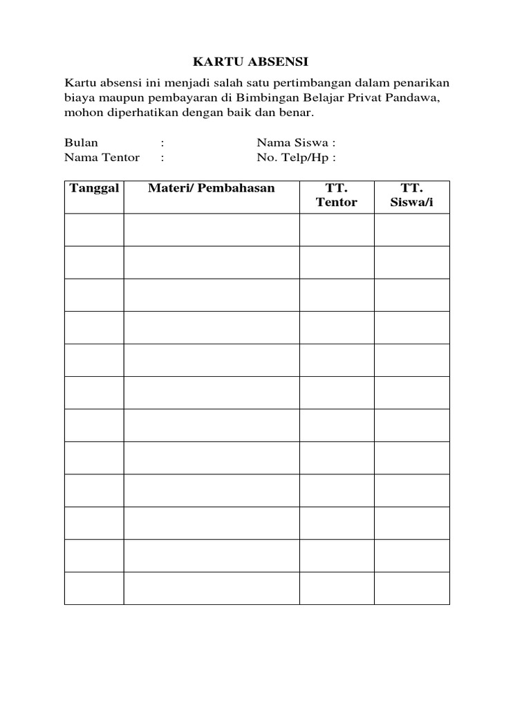 Kartu Absensi | PDF