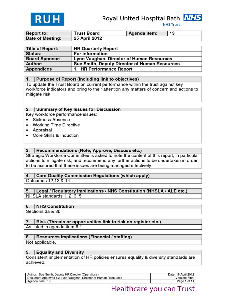 HR Quarterly Report Template | PDF | Human Resources | Recruitment