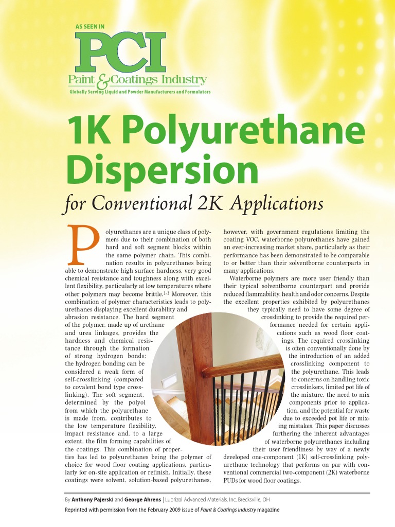 1K Polyurethane Dispersion For Conventional 2K - Lubrizol | PDF ...