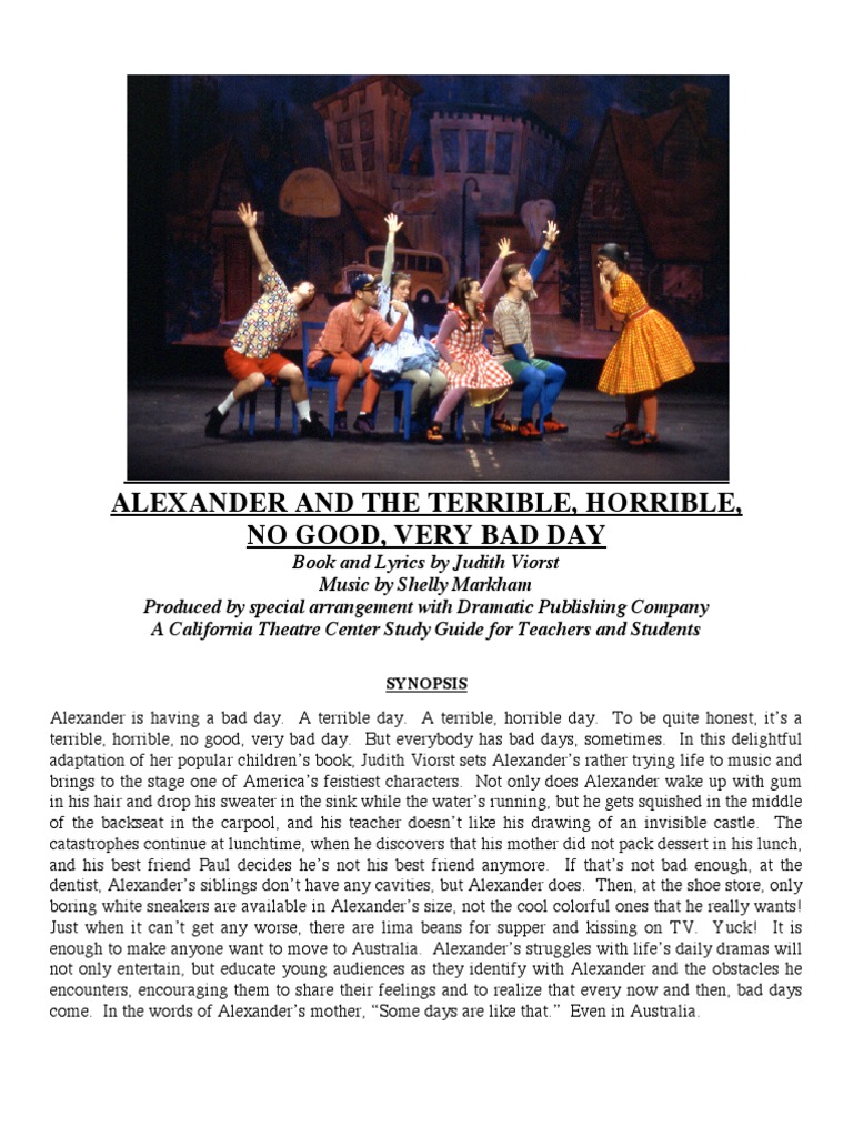 Study Guide: Alexander and The Terrible, Horrible, No Good, Very Bad ...