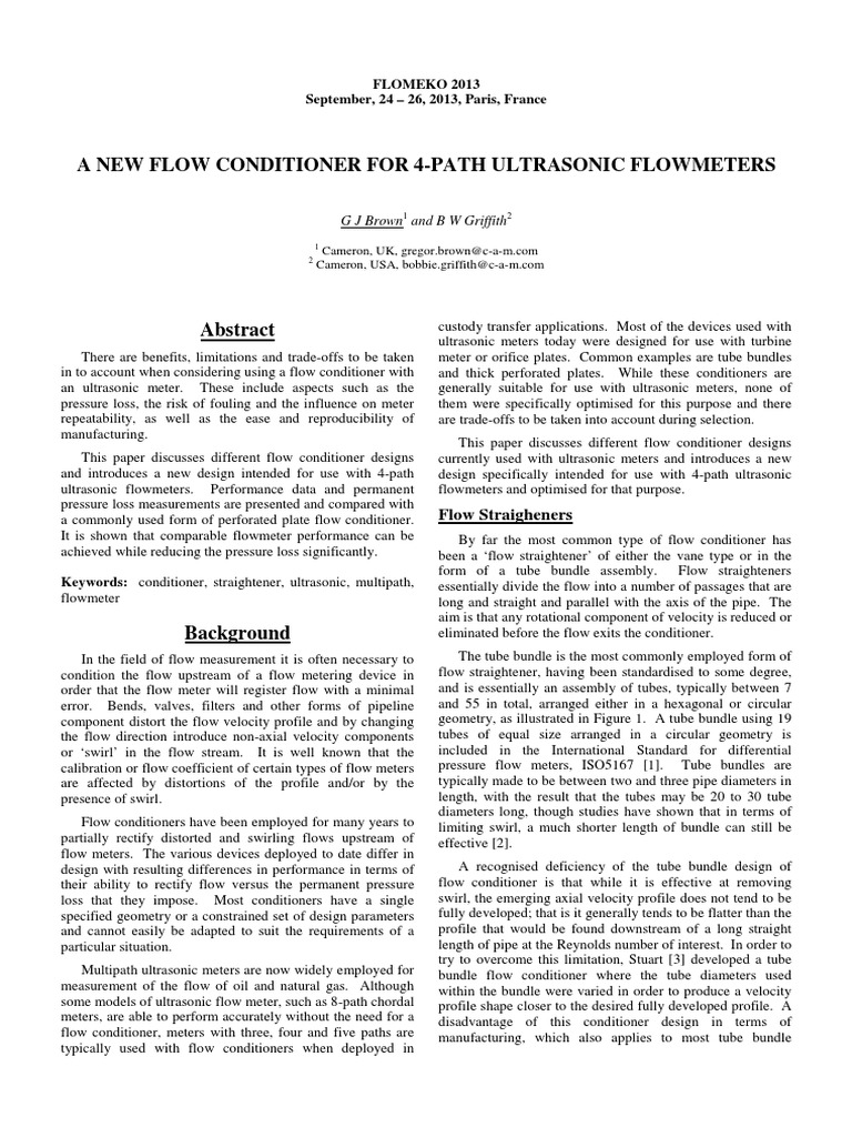 Flow Conditioning PLates | Download Free PDF | Flow Measurement | Liquids