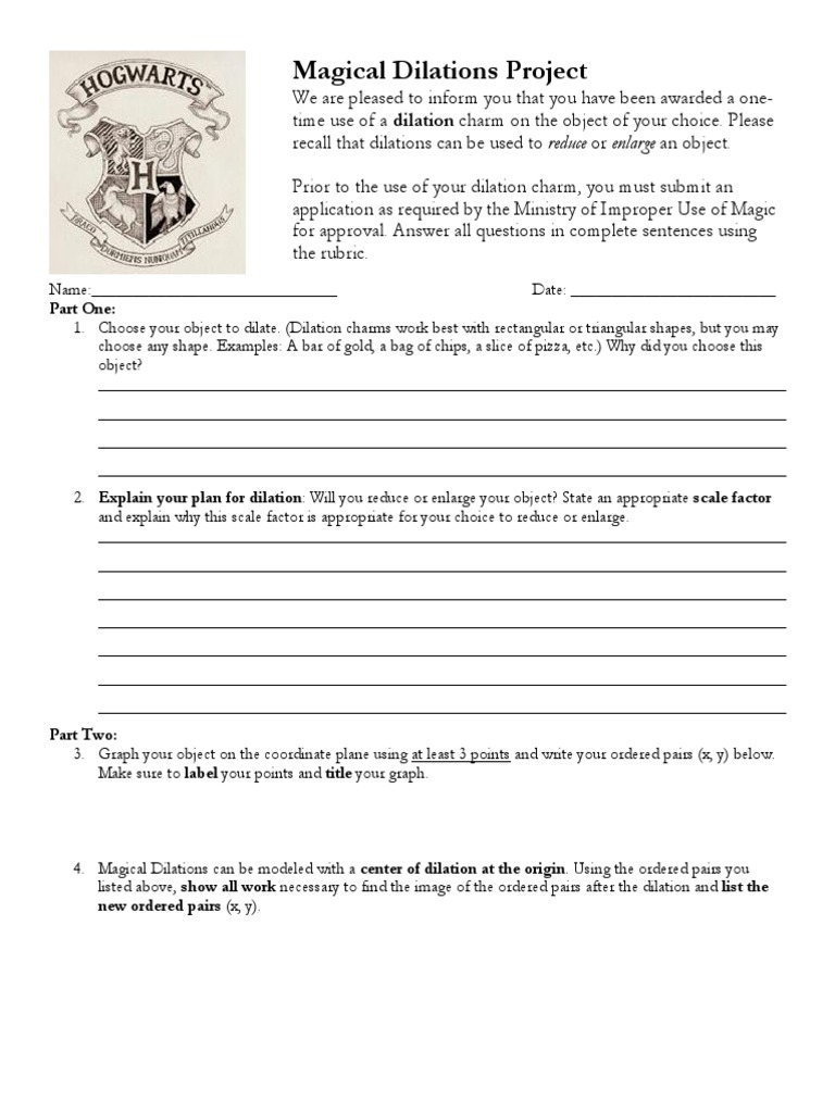 Dilations Project - Final | PDF | Rubric (Academic) | Cognitive Science