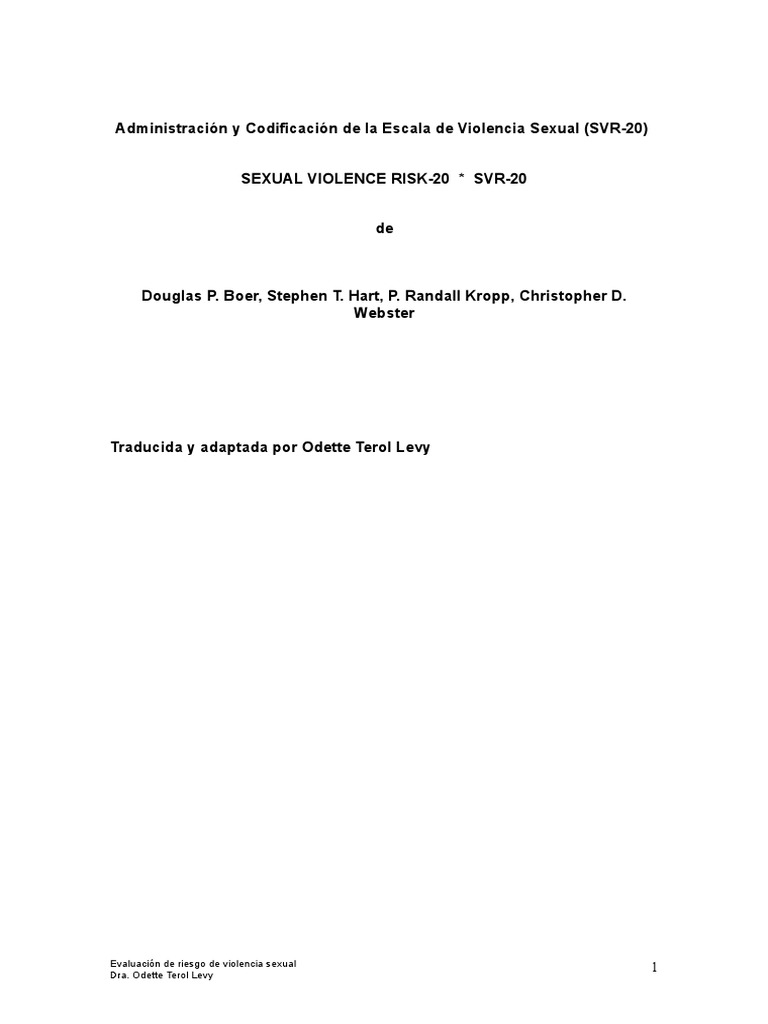 SVR 20 | PDF | Violencia | Abuso sexual