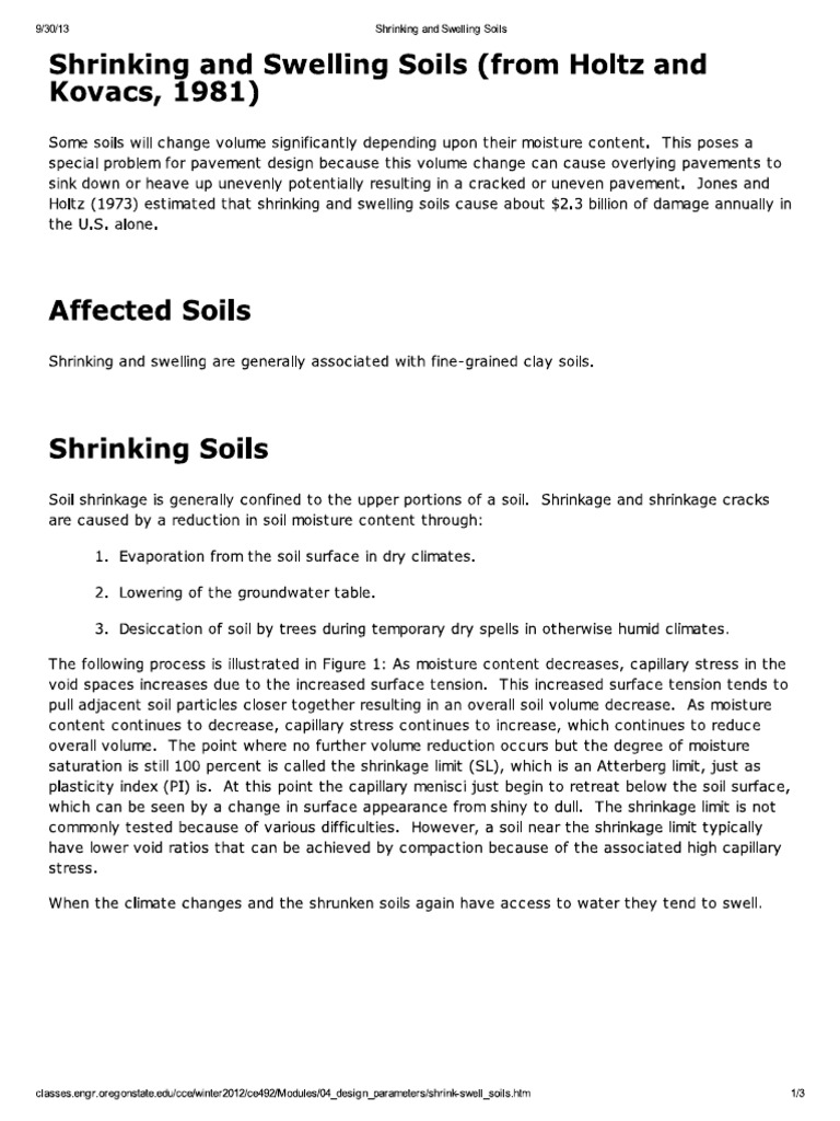 Shrinkage and Swelling of Soils