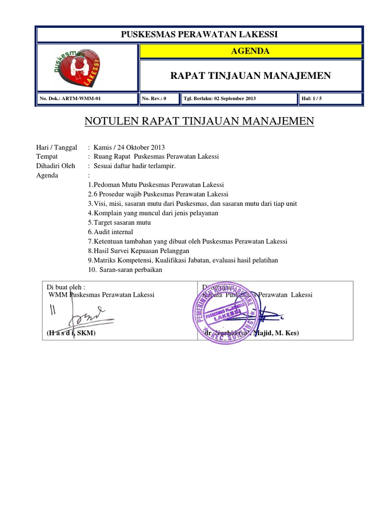 Contoh Notulen RTM | PDF