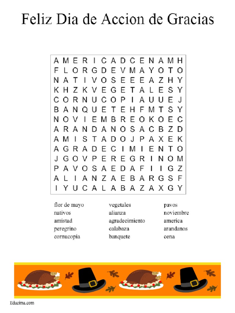 Accion de Gracias Sopa de Letras | PDF