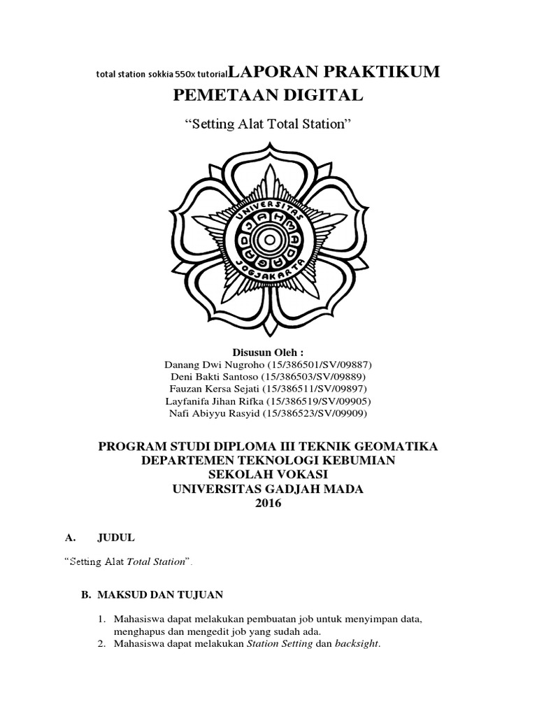 Total Station Sokkia 550x Tutoriallaporan Praktikum Pemetaan Digital | PDF