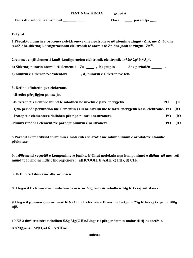 Test Nga Kimia | PDF