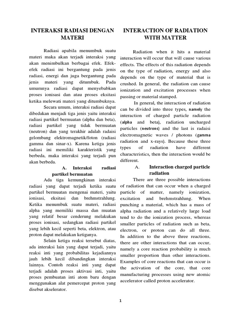 Interaksi Radiasi Dengan Materi | PDF | Neutron | Sinar Gama