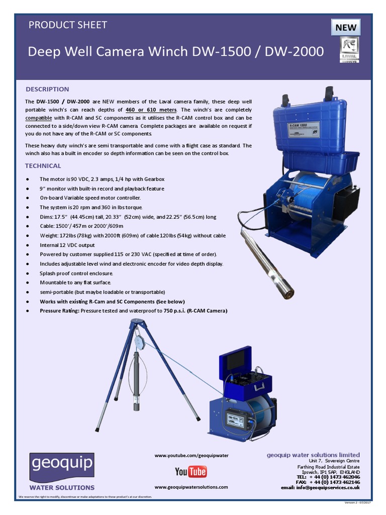 GWS - Laval Deep Well Camera Winch DW-1500 DW-2000 v2 | PDF | Camera ...