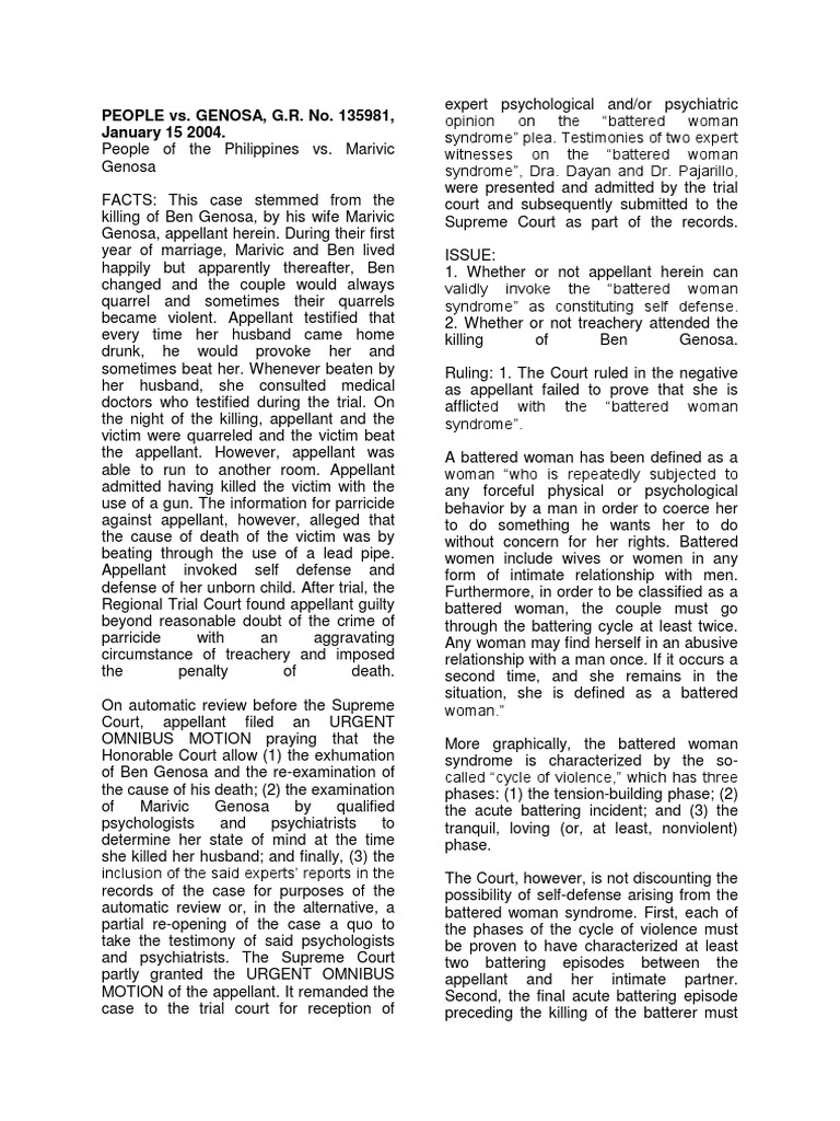 PEOPLE vs. GENOSA, G.R. No. 135981, January 15 2004 | Download Free PDF ...