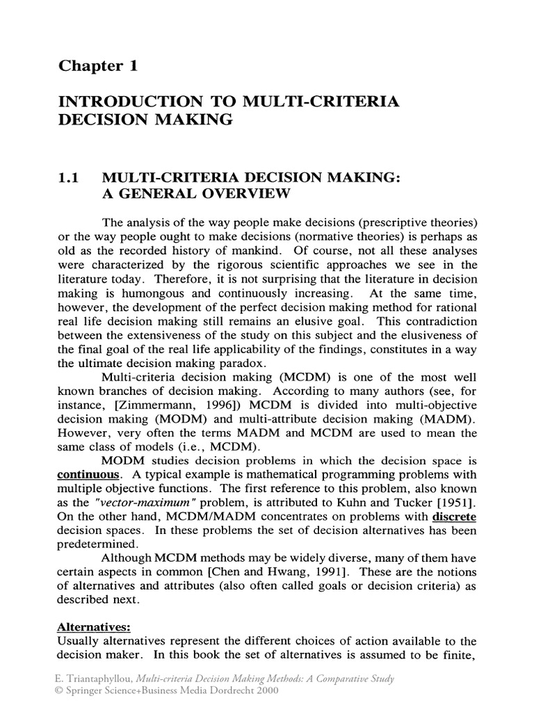 Introduction To Multi-Criteria Decision Making | PDF | Decision Making ...