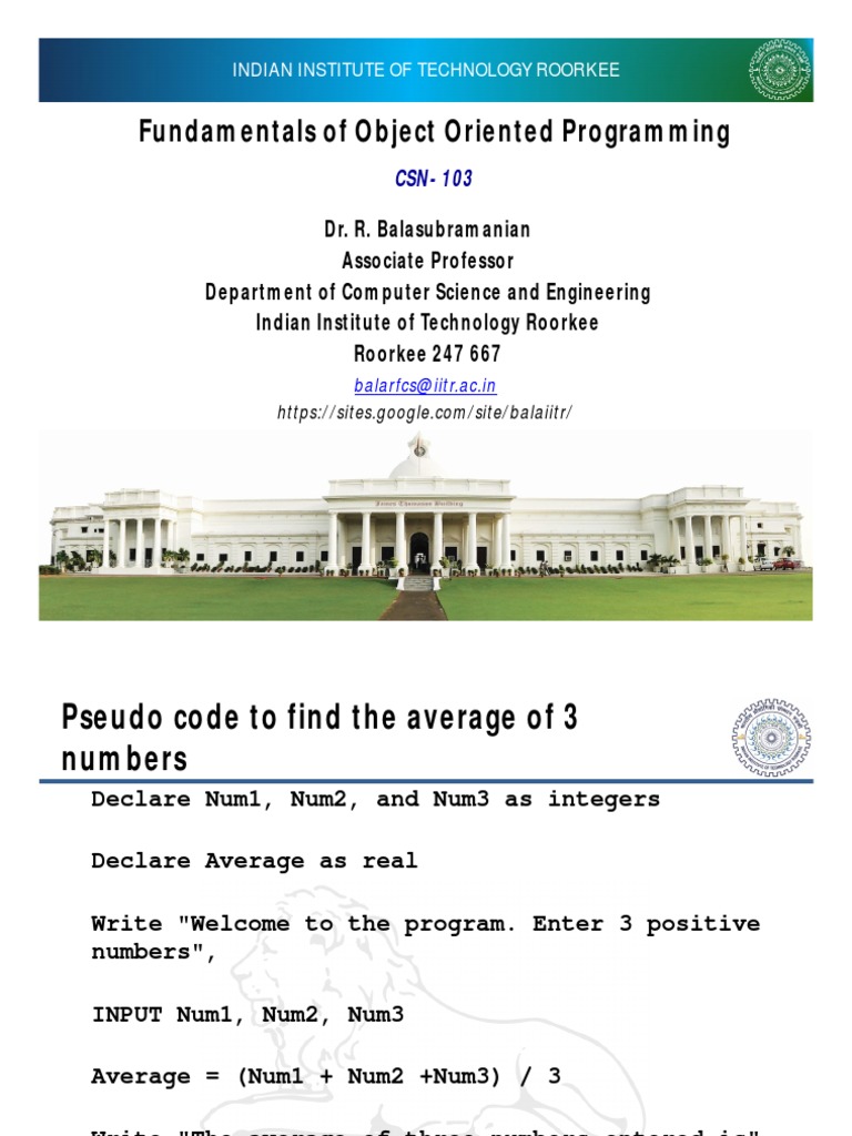 Fundamentals Of Object Oriented Programming Pdf Integer Computer Science Computer