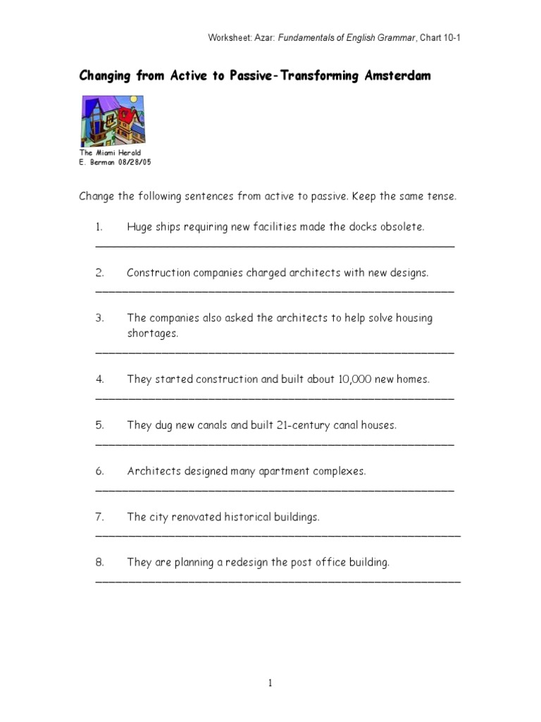 Active to Passive Sentence Transformation Worksheet | PDF