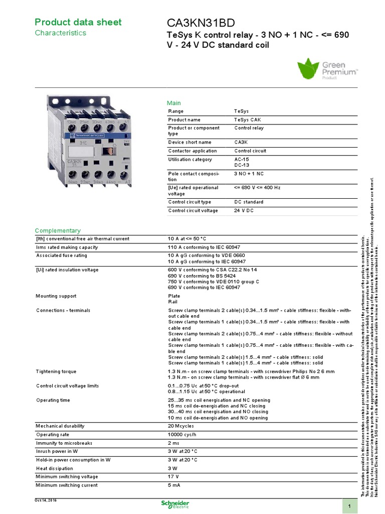 Tele Ca3kn31bd Datasheet | PDF | Relay | Components
