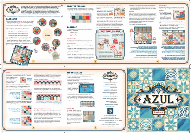 EN Azul Rules 2017 07 04 | PDF | Tile | Leisure