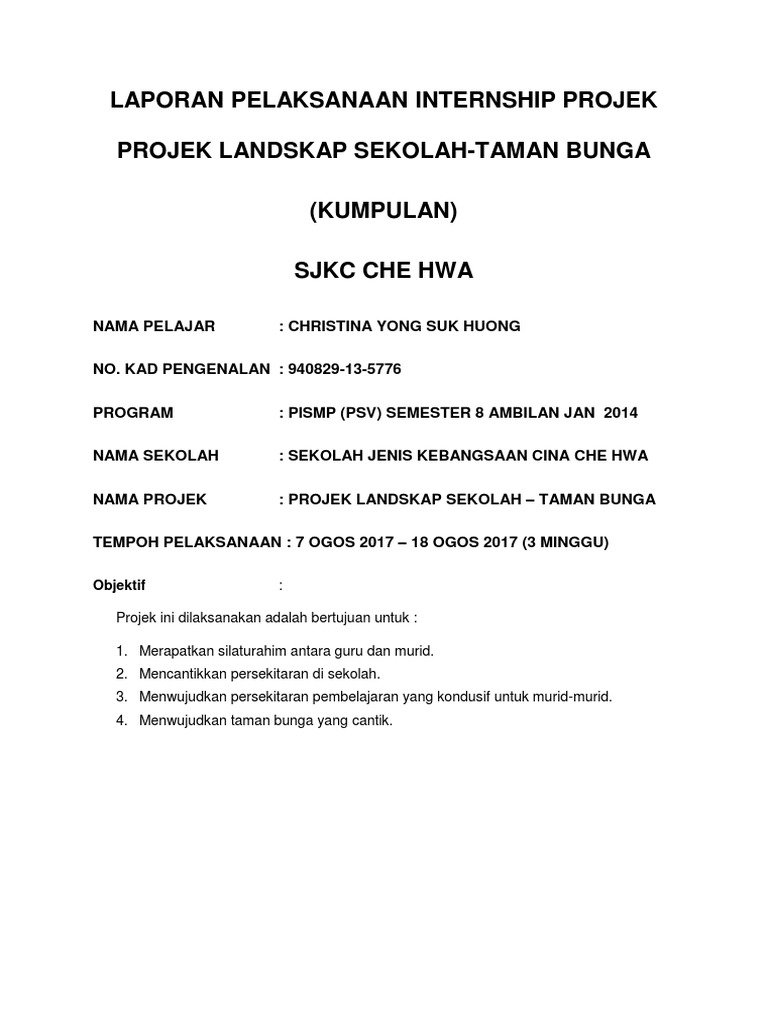 Laporan Pelaksanaan Projek Internship | PDF