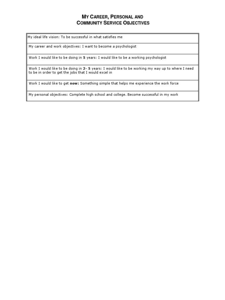 My Objective Sheet | PDF