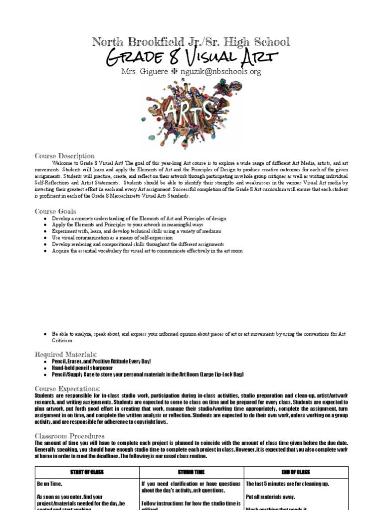 Grade 8 Visual Art Syllabus | PDF | Pedagogy | Cognition