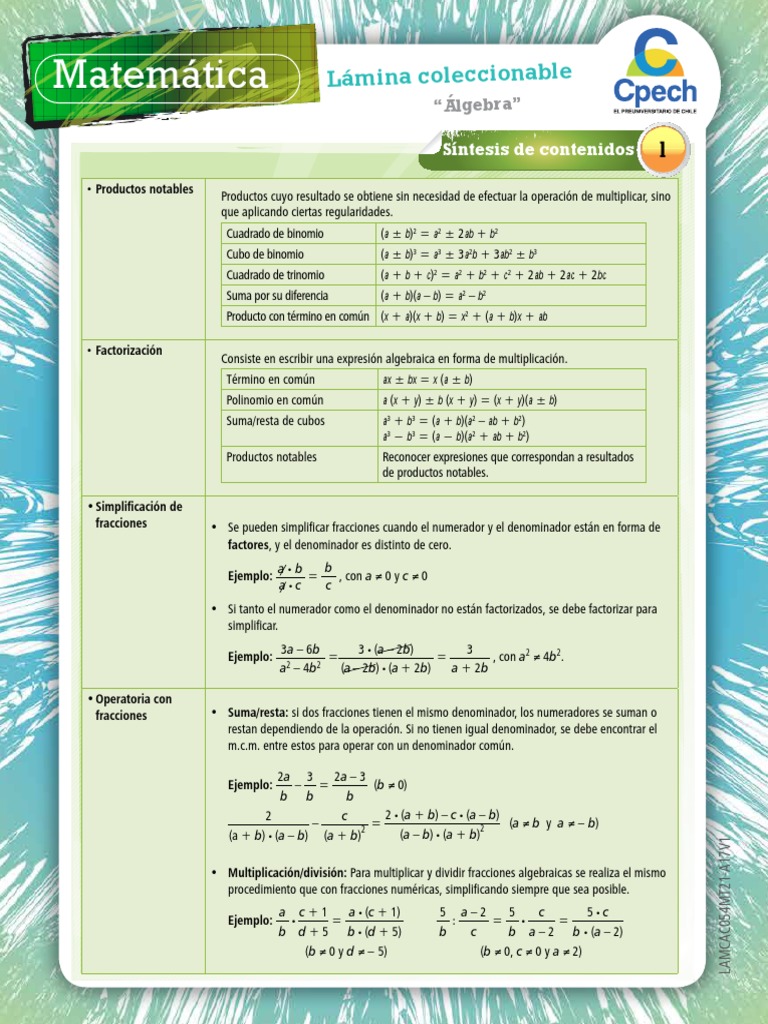 Lamina - Algebra (2017) - PRO | PDF | Fracción (Matemáticas ...
