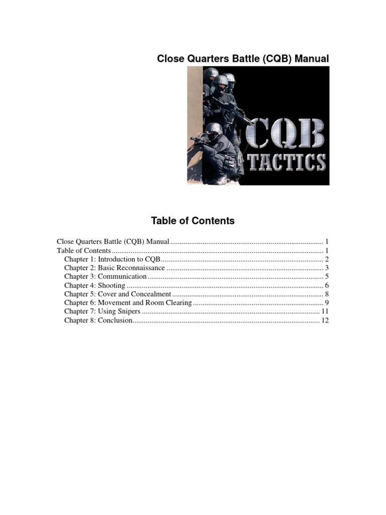 CQB Manual | PDF | Reconnaissance | Sniper