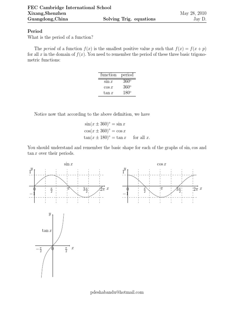 Solving Trig Eq Ns | PDF | Trigonometric Functions | Sine