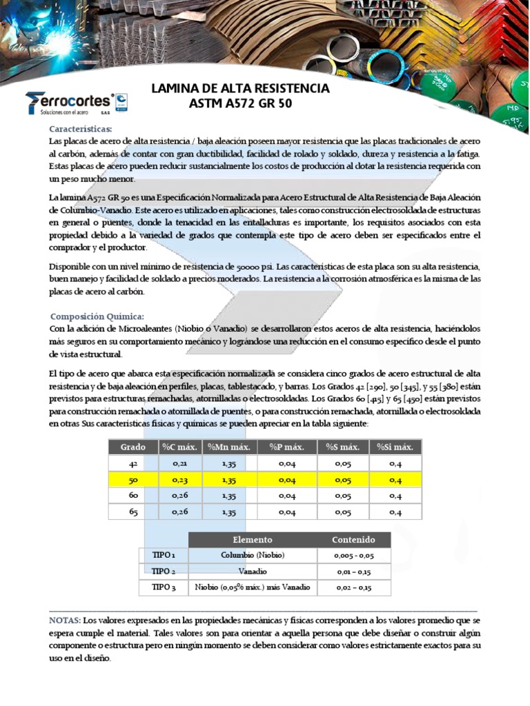 Astm A572 PDF | PDF | Acero | Materiales de construcción