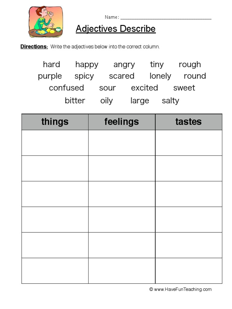 Adjectives Worksheet 1 PDF | PDF