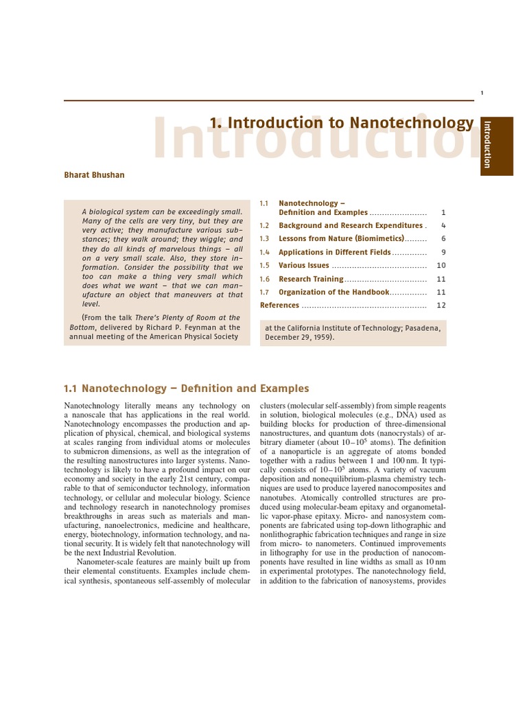 Introduction To Nanotechnology: 1.1 Nanotechnology - Definition and Examples | PDF ...
