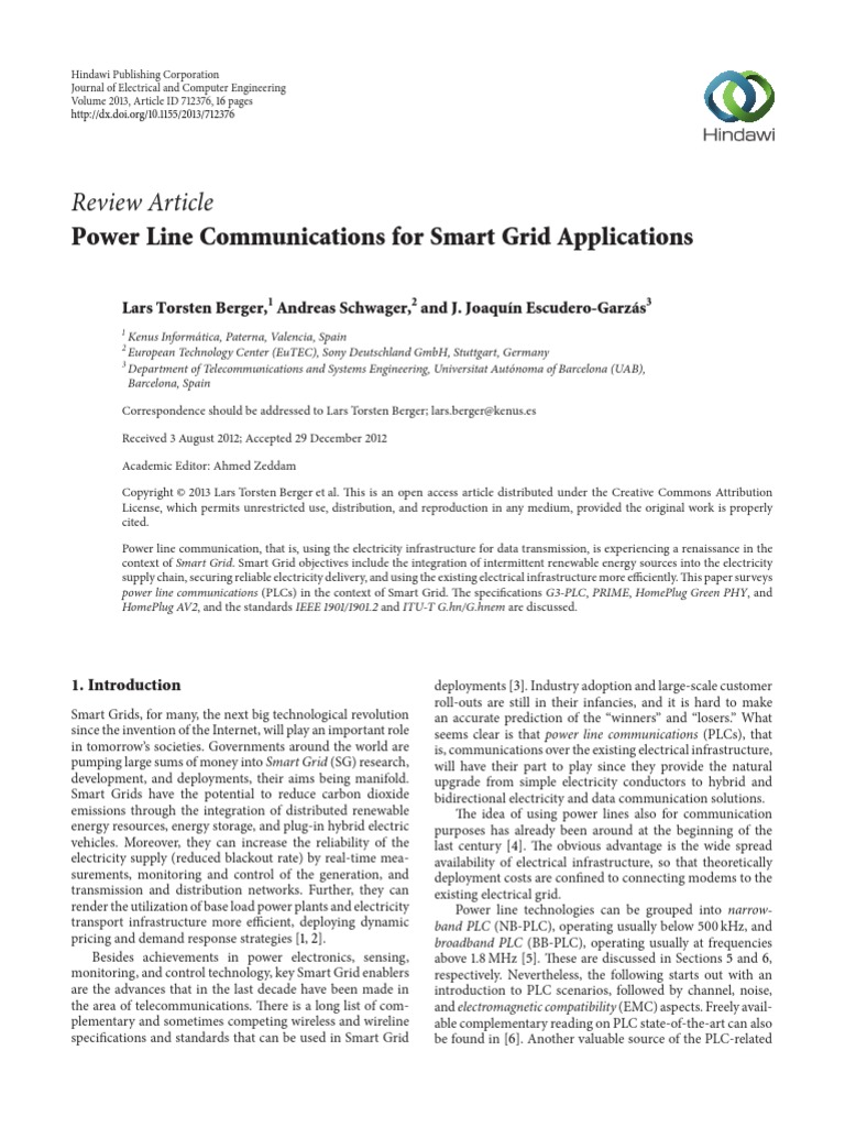 Power Line Communications For Smart Grid Applications Download Free Pdf Electromagnetic