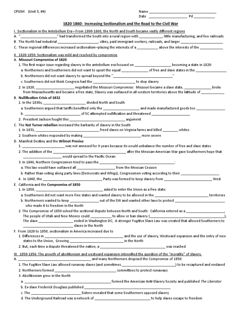 4 Sectionalism From 1820-1860 1 | PDF | Abolitionism In The United ...