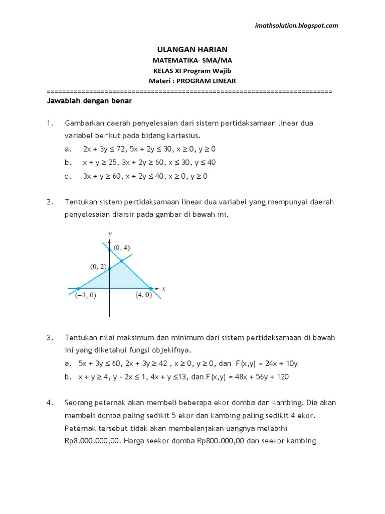 Math 11 Wajib Bab 2 Program Linear | PDF